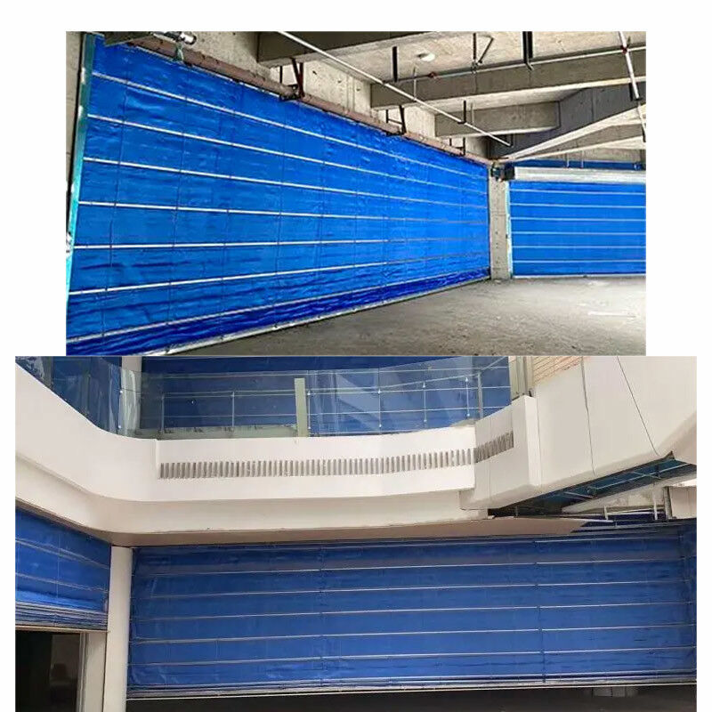 Blue Super Fabric Inorganic Fire Roller Shutter For Wall-Mounted ...